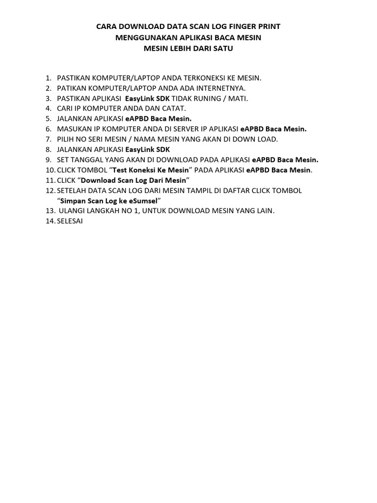 Panduan Download Scan Log Fingerprint | PDF