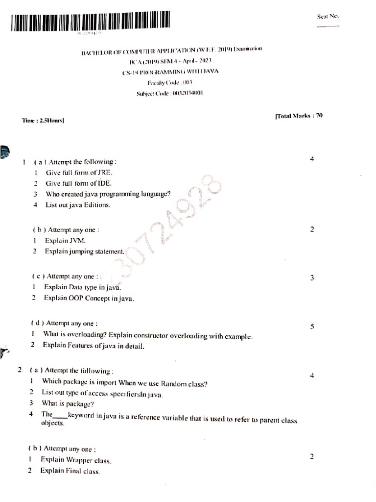 Java Bca 4 Wef 19 | PDF