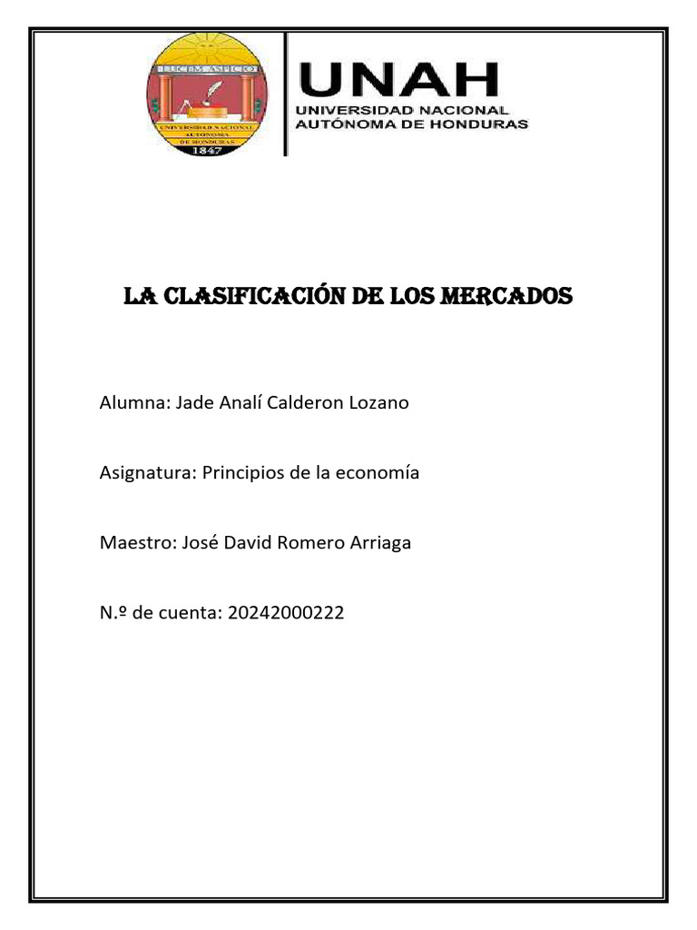 Jade - Clasificacion de Mercado | PDF | Mercado (economía) | Negocios ...