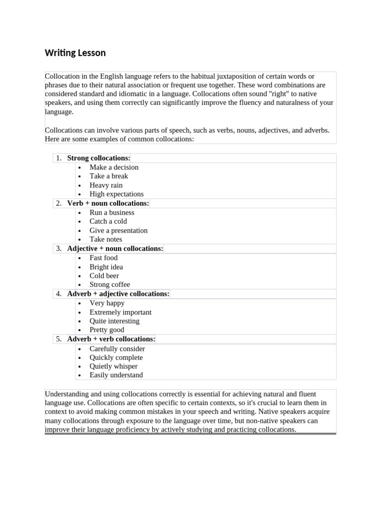 Writing Lesson | PDF