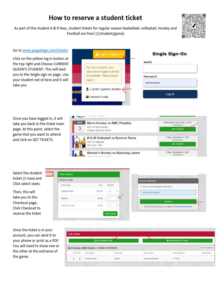 How to Reserve a Student Ticket QR 2 | PDF