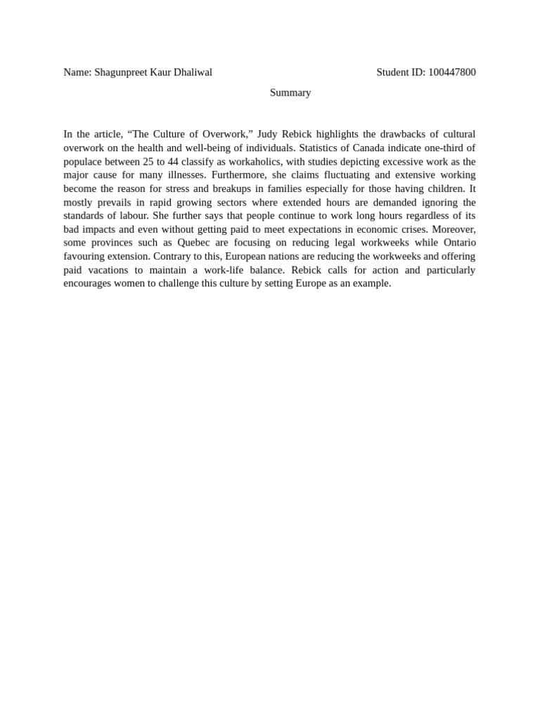 Final Summary-Judy Rebick | PDF