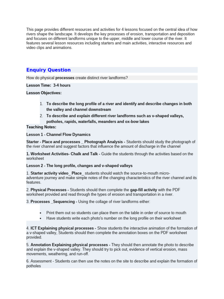 River Landforms: Erosion & Deposition Lessons | PDF | River | River Delta