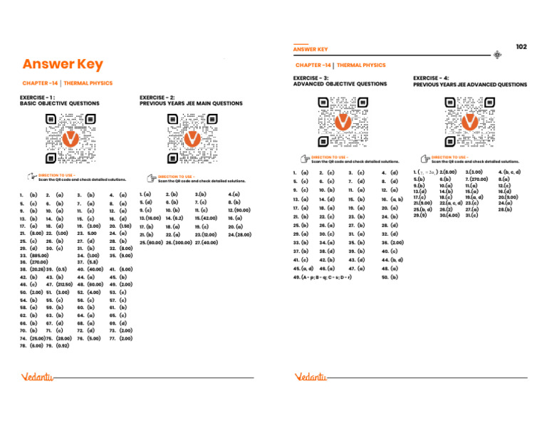Answer Key For Vedantu | PDF