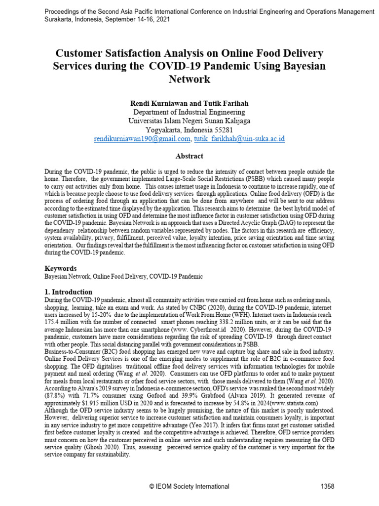 Customer Satisfaction in Online Food Delivery | PDF | Customer ...