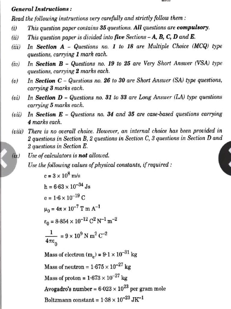 12th Physics Sample Paper 1 | PDF