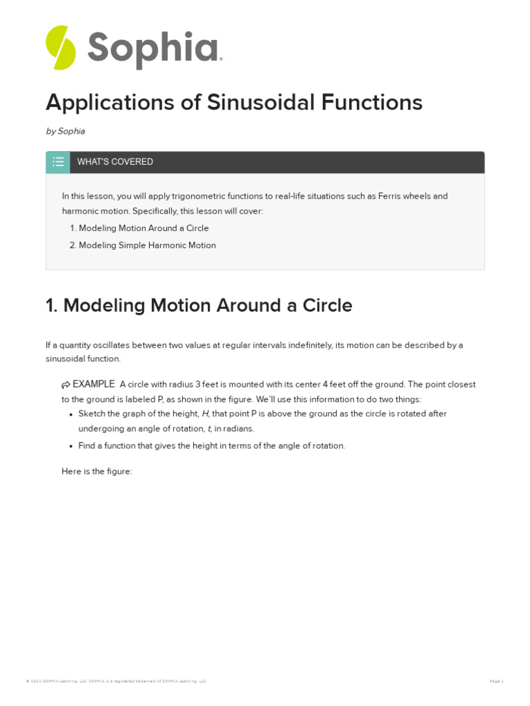 Applications of Sinusoidal Functions | PDF | Oscillation ...