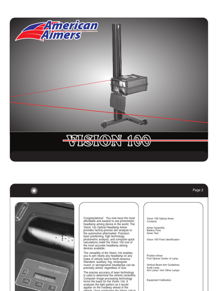 Vision 100 Headlamp Aimer Manual | PDF | Headlamp | Battery Charger