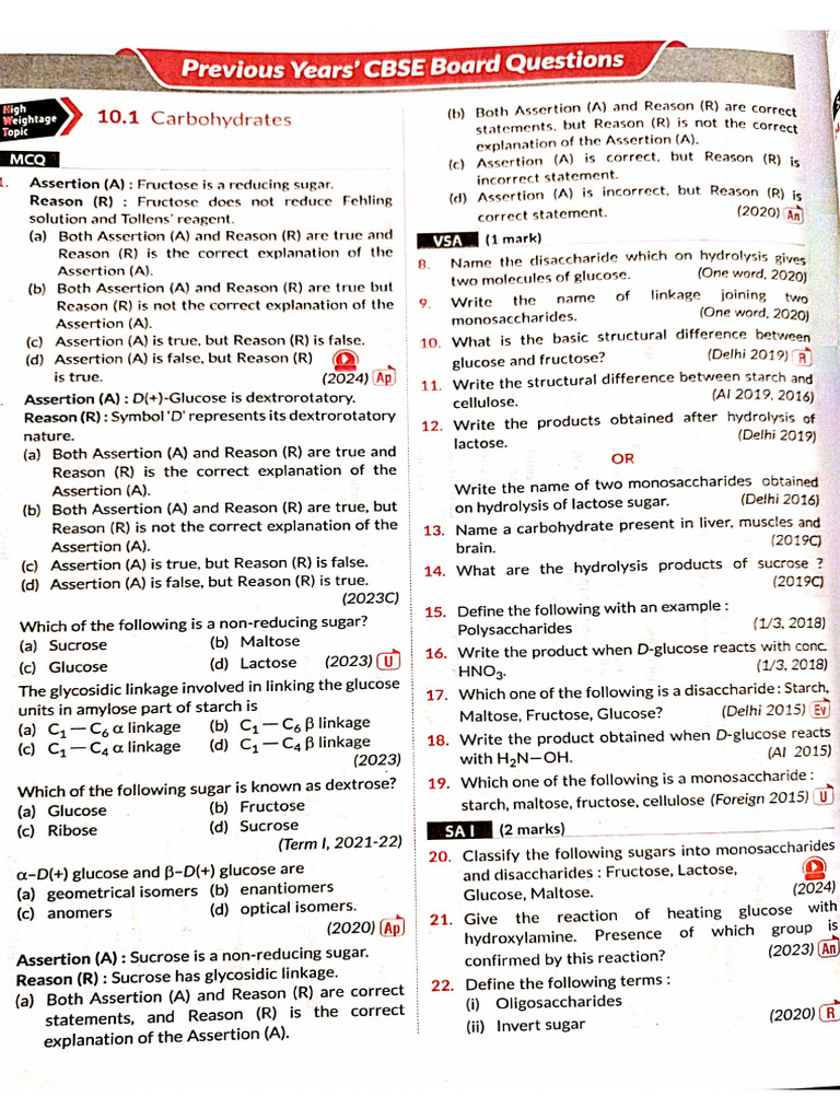 Biomolecules Pyqs With Solutions | PDF