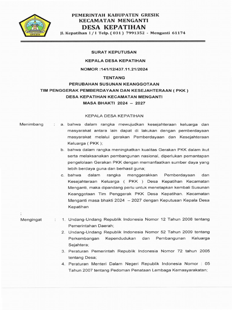 SK PKK BARU 2024-2027 | PDF