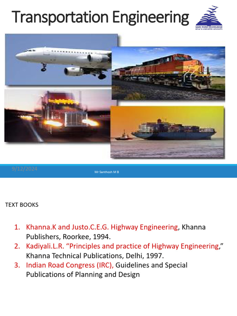 CIV2016 Transportation Engg Complete Notes | PDF | Road Surface | Road