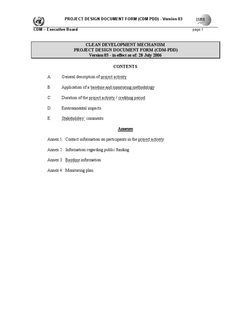 Clean Development Mechanism Project Design Document Form (CDM-PDD) Version 03 - in Effect As Of ...