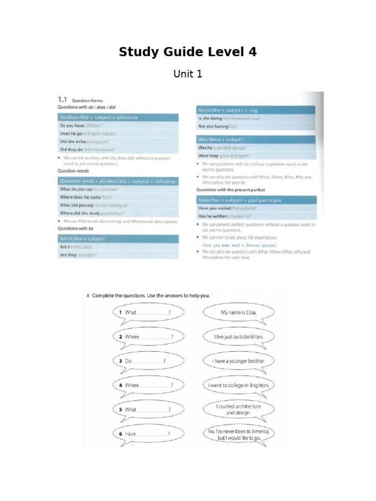 Study Guide Level 4 Pdf