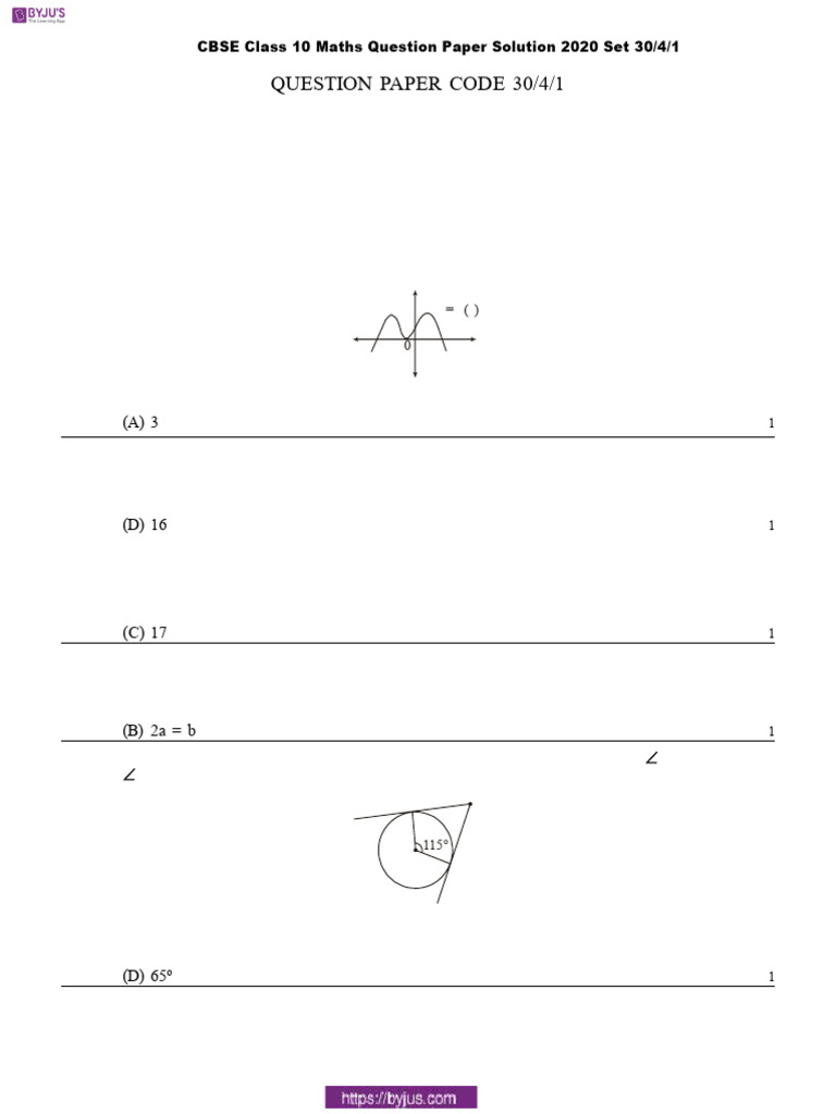 Class 10 Maths Question Paper Solutions Pdf Circle Geometry