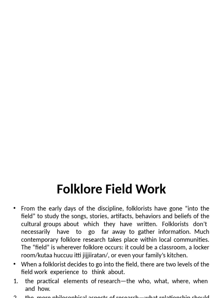 Presentation1 FW | PDF | Folklore | Field Research