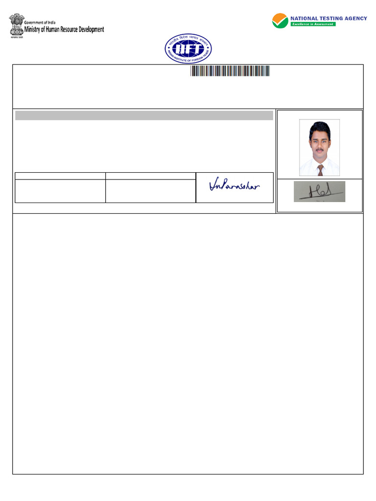 IIFT MBA Entrance Exam Admit Card | PDF | Identity Document | Access Control