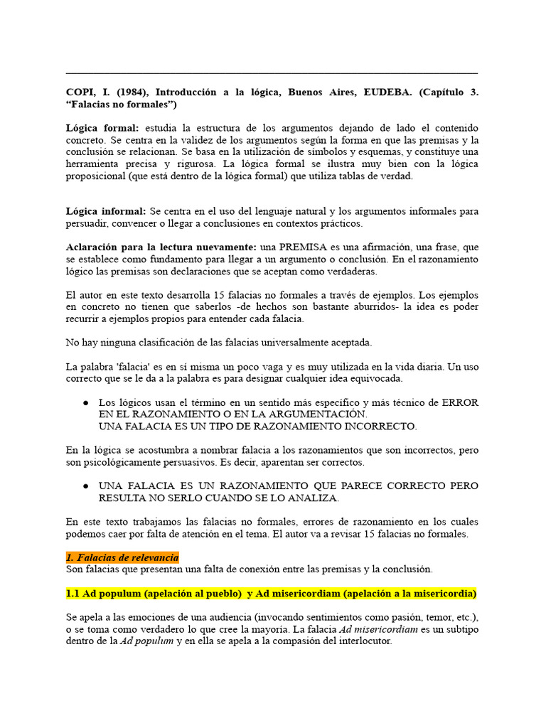 Clase 2 COPI | PDF | Falacia | Argumento