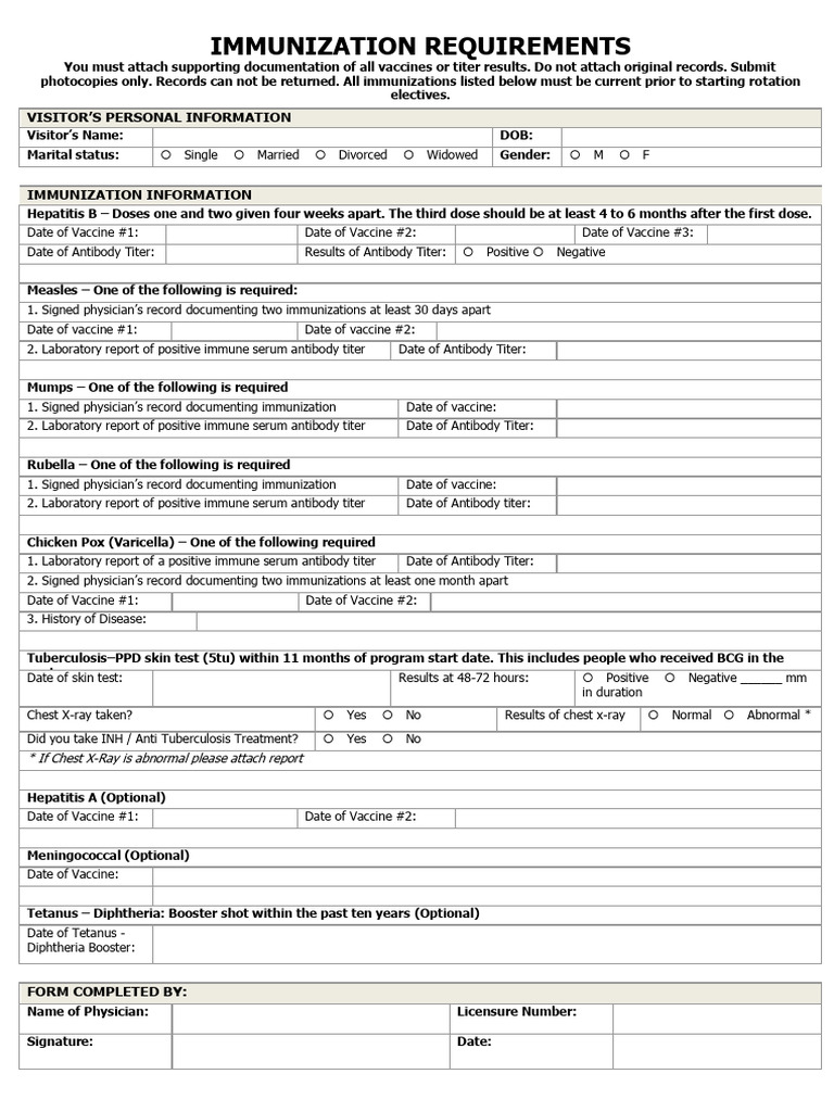 Immunization Form | PDF | Vaccines | Virology