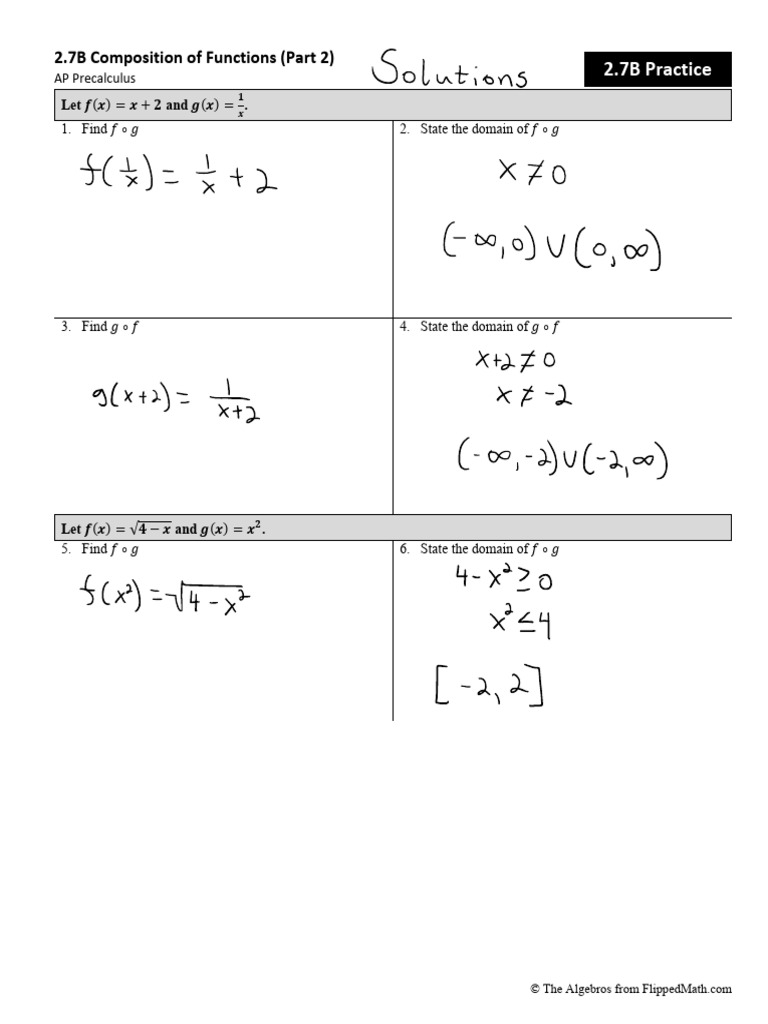 AP Precalculus 2.7B Functions | PDF | Function (Mathematics) | Domain ...