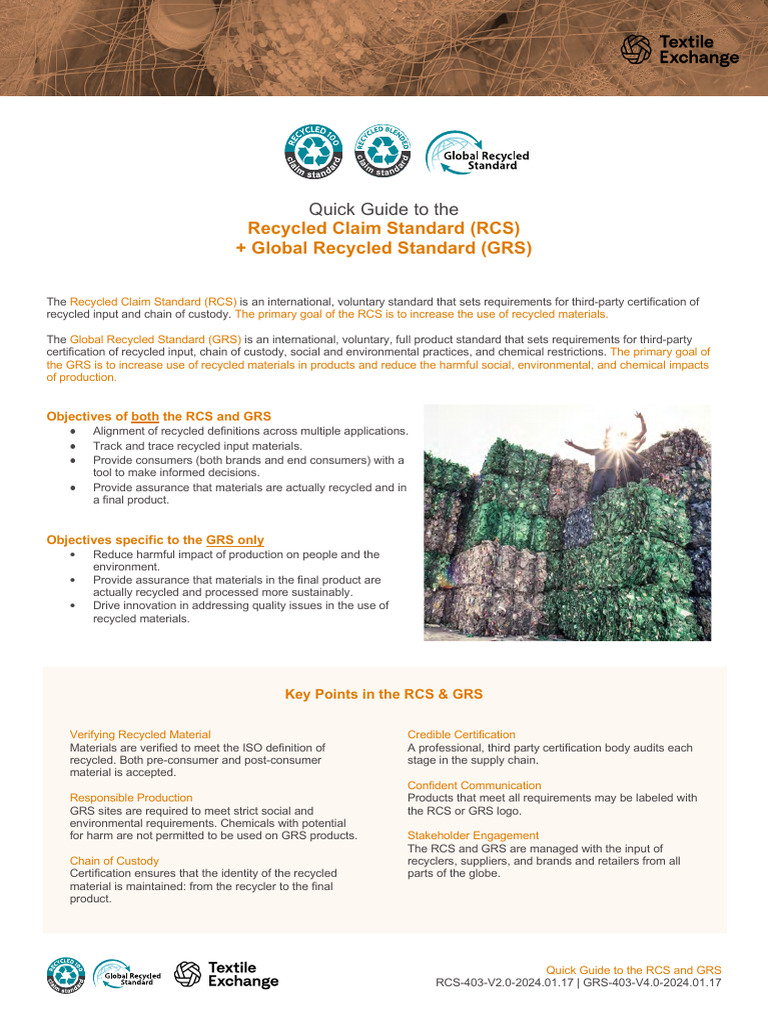 GRS 403 V4.0 Quick Guide To The RCS and GRS | PDF | Recycling | Audit
