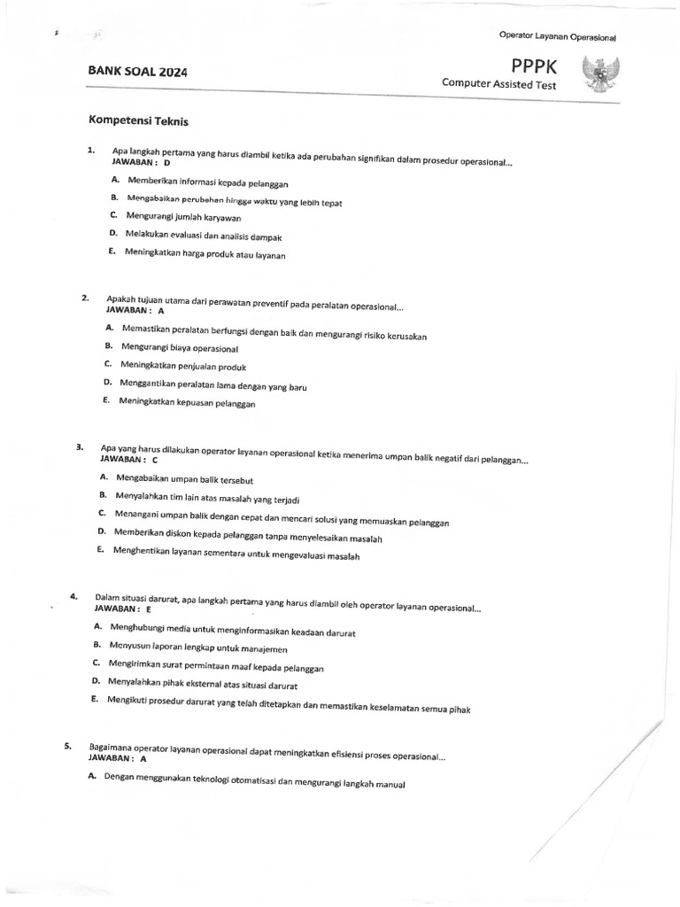 BS1 Operator Layanan Operasional | PDF