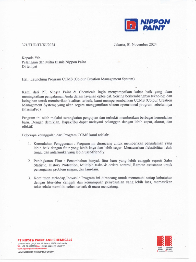 Memo Launching Program CCMS | PDF