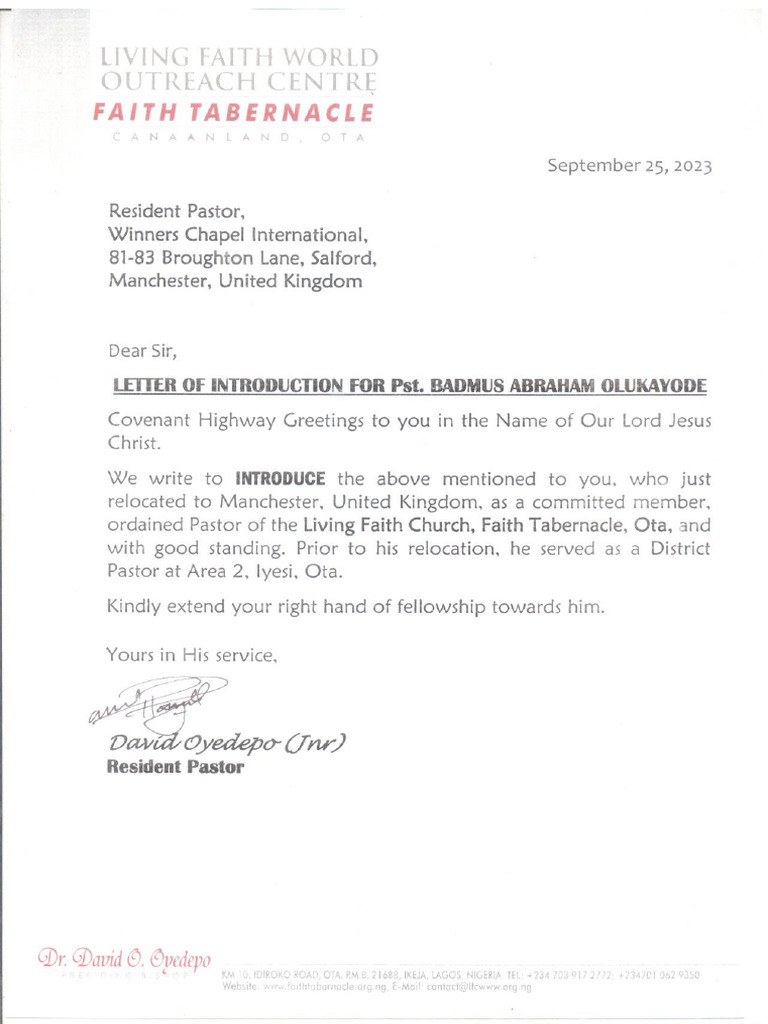 Letter of Introduction | PDF