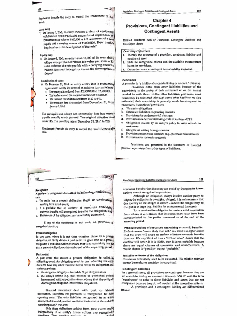 Chapter 4 - Provisions, Contingent Liabilities and Contingent Assets | PDF