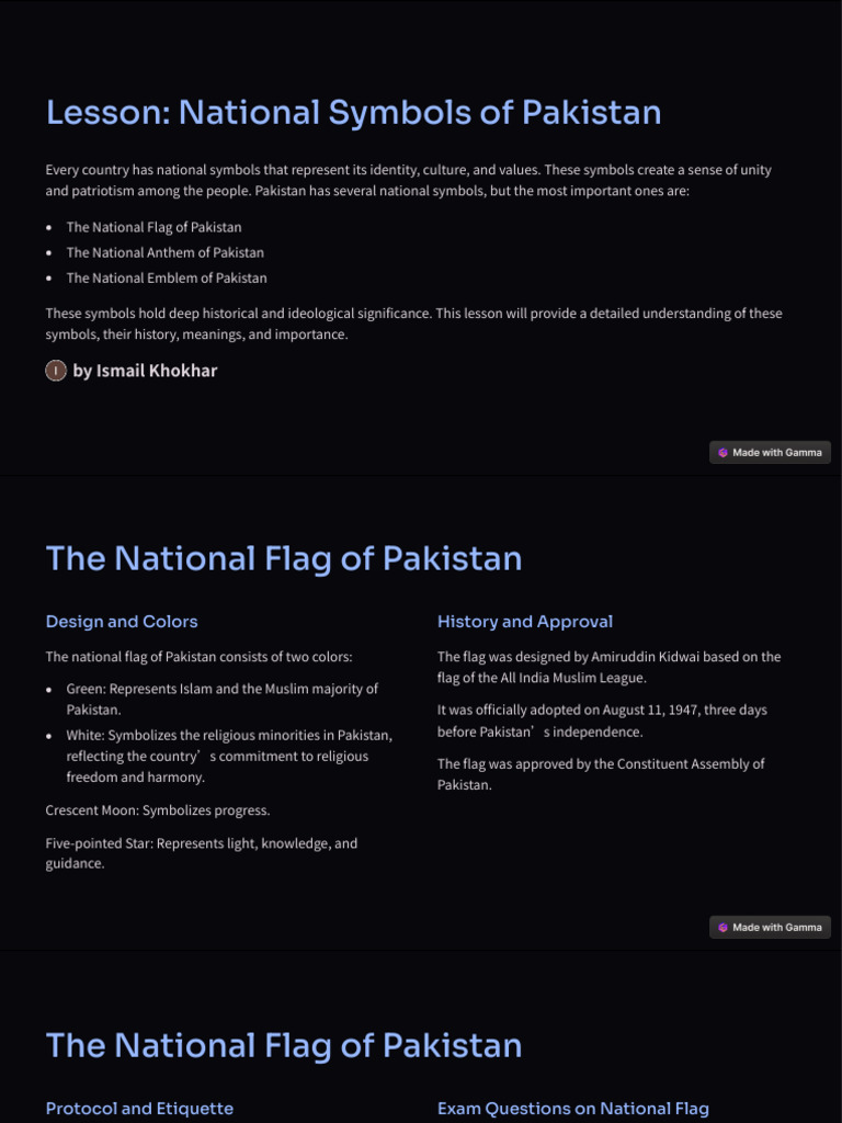 Lesson National Symbols of Pakistan | PDF | National Symbols | Symbols