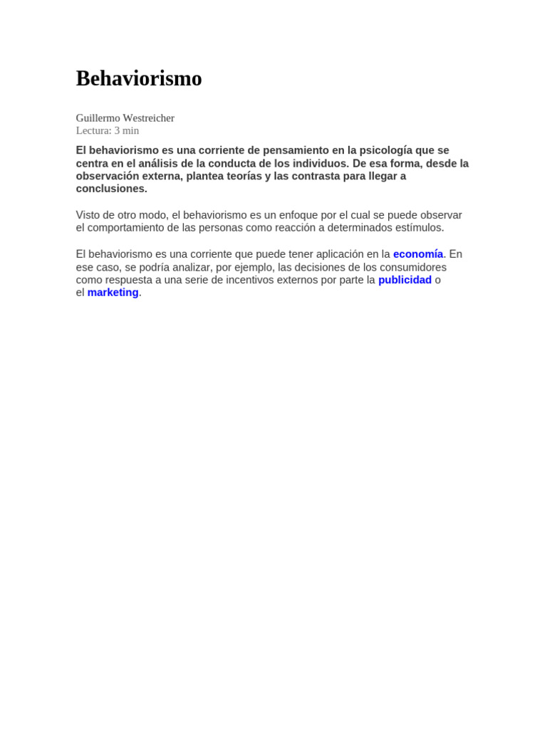 Behaviorismo | PDF | Behaviorismo | Comportamiento