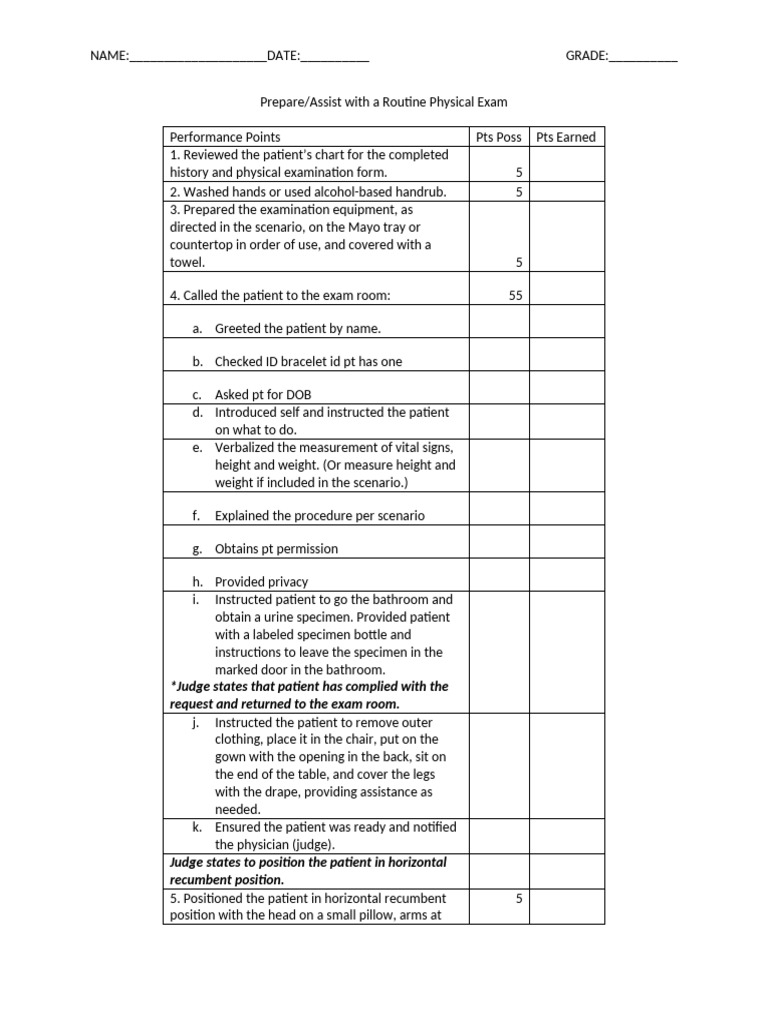Prepare & Assist With A Routine Physical Exam | PDF | Physical Examination