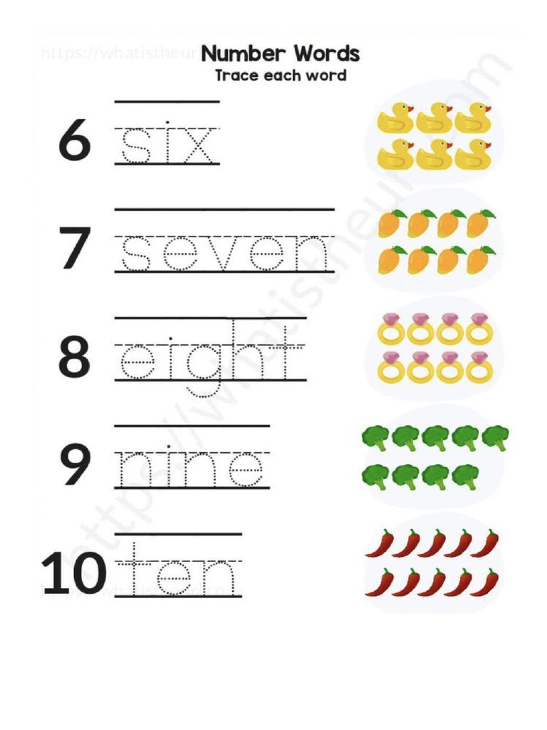K5 - Number Word Tracing | PDF