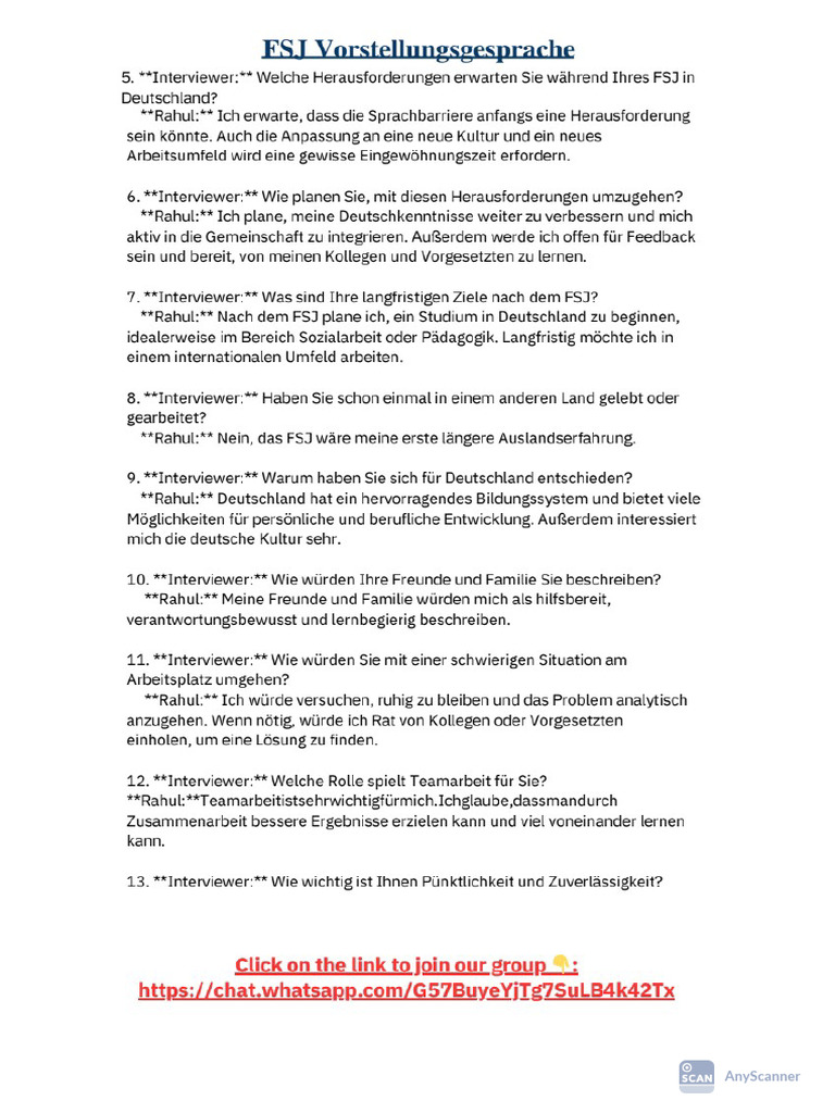 FSJ Vorstellungsgespräch | PDF