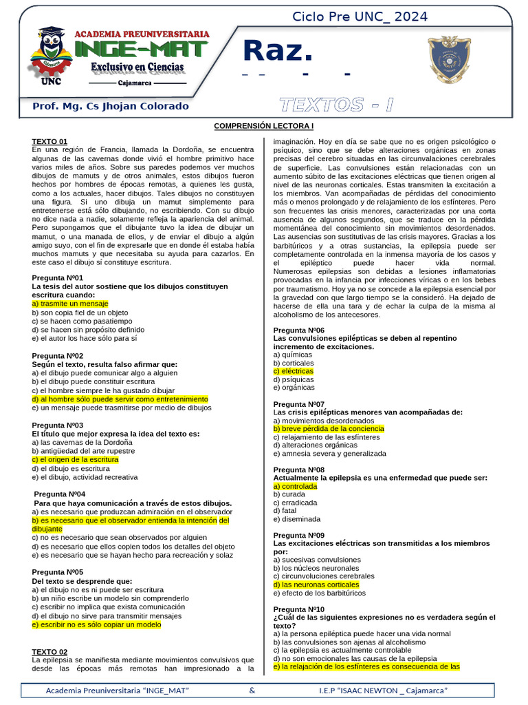 TEXTOS I - ING MAT 2024 | PDF | Epilepsia | Semiótica