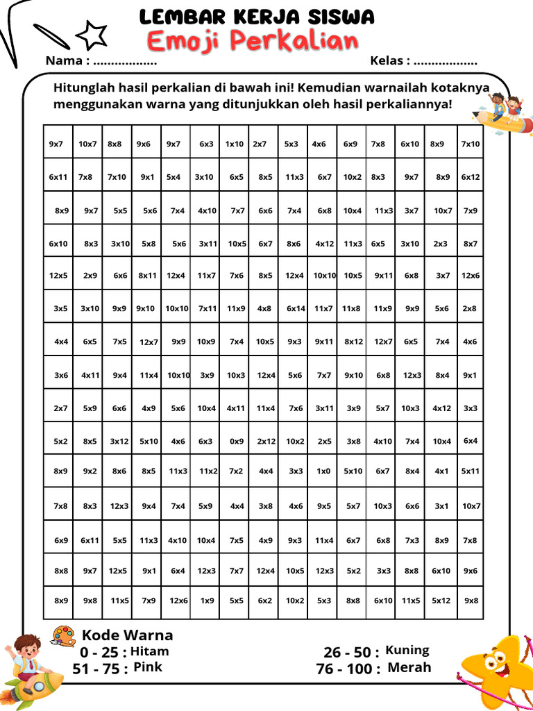 Emoji Perkalian Lembar Kerja Siswa | PDF