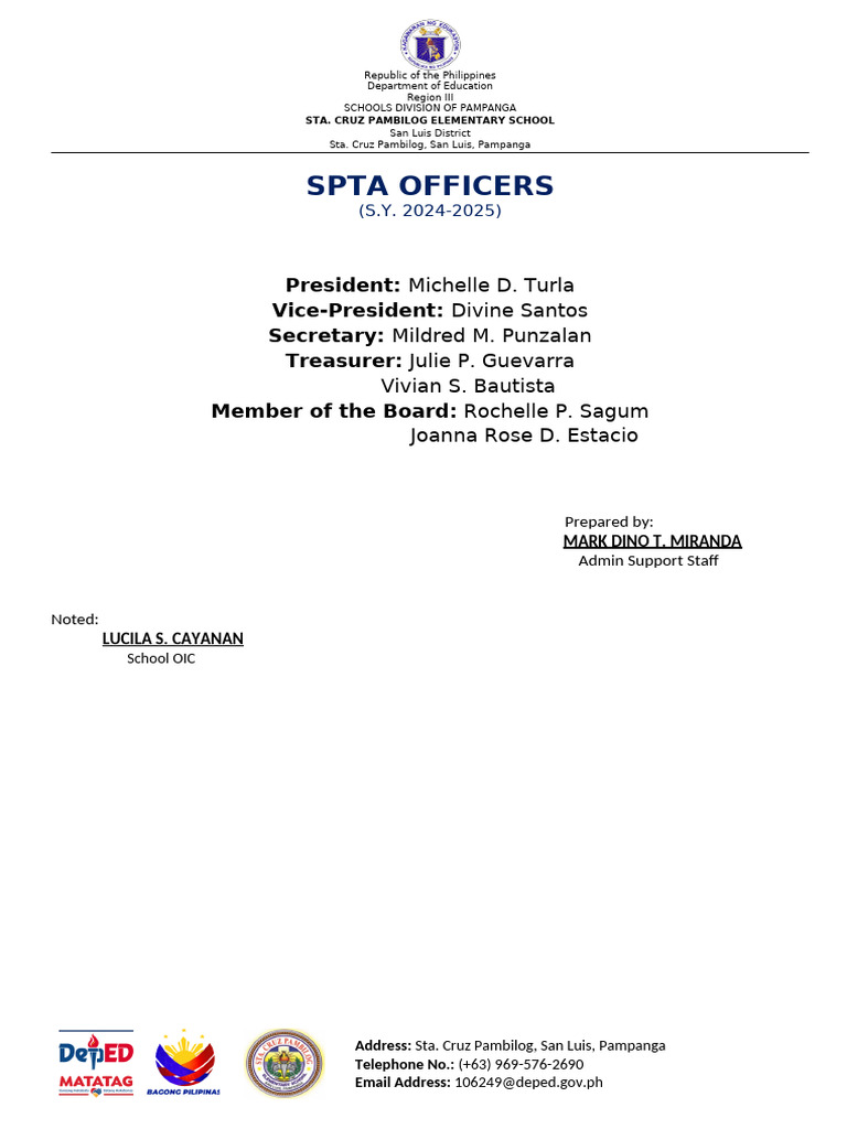 Spta Officers 24-25 | PDF