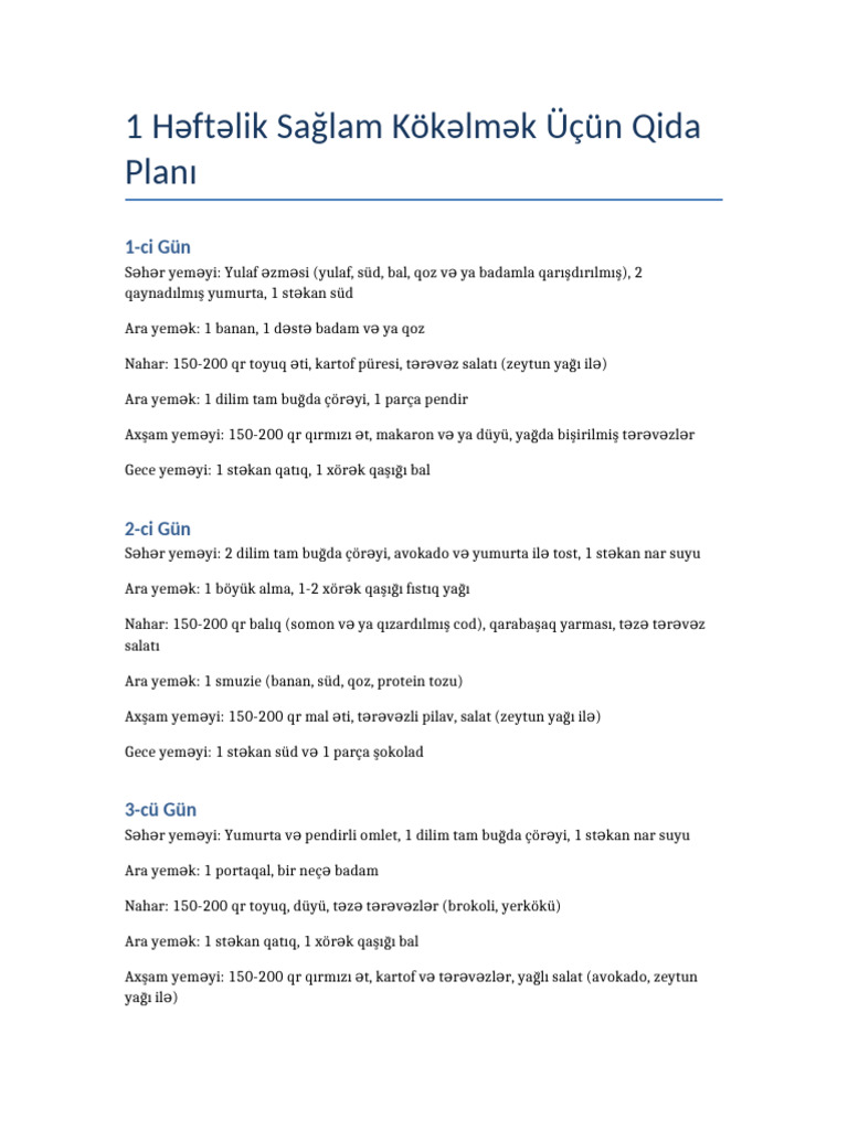 1 Heftelik Saglam Kokelmek Qida Plani | PDF