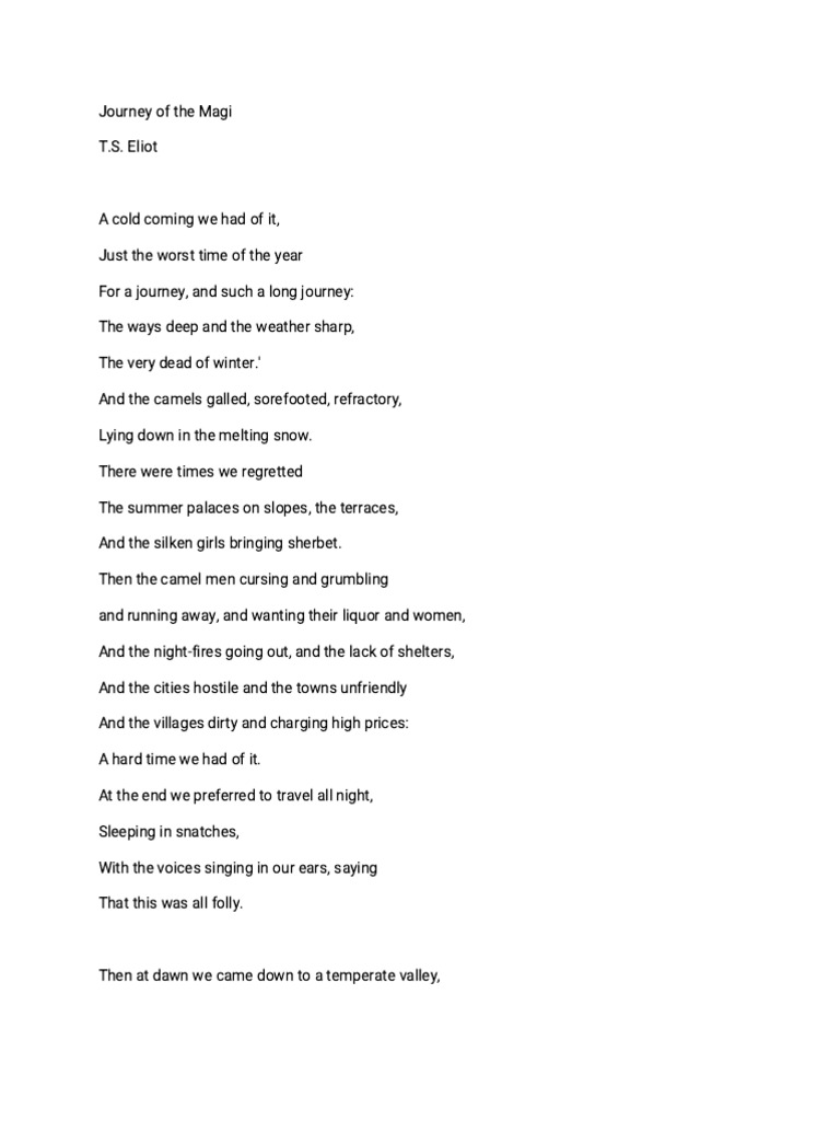 Magi's Transformative Journey | PDF | T. S. Eliot | Poetry