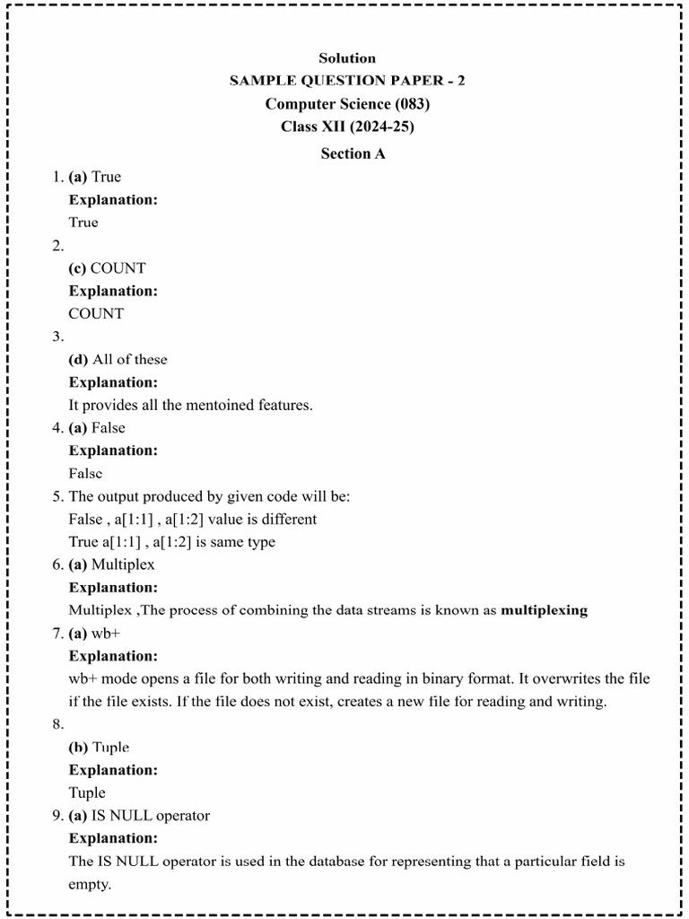 Xii Pre Board 2 Sol Pdf Parameter Computer Programming Scope Computer Science
