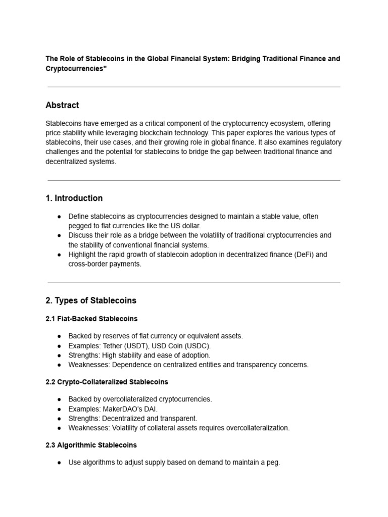 The Role of Stablecoins in the Global Financial System_ Bridging Traditional Finance and ...