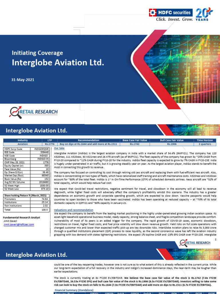 Interglobe Aviation: FY21 Overview & Outlook | PDF | Airlines | Low ...