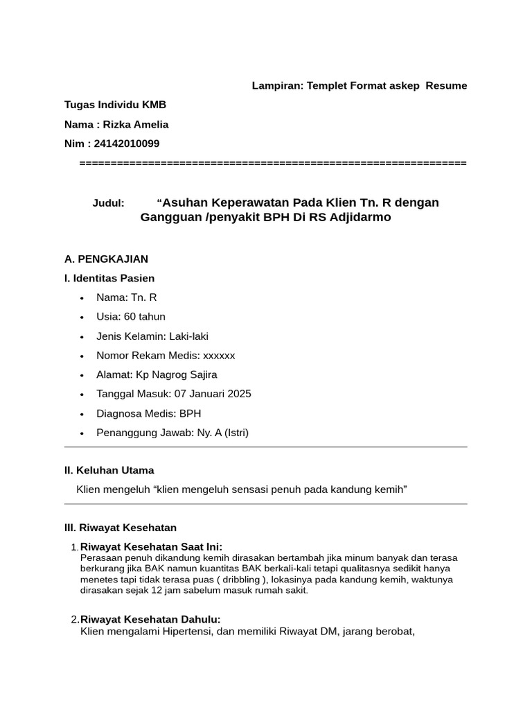 Format askep Resume KMB_Rizka Amelia_24142010099 | PDF