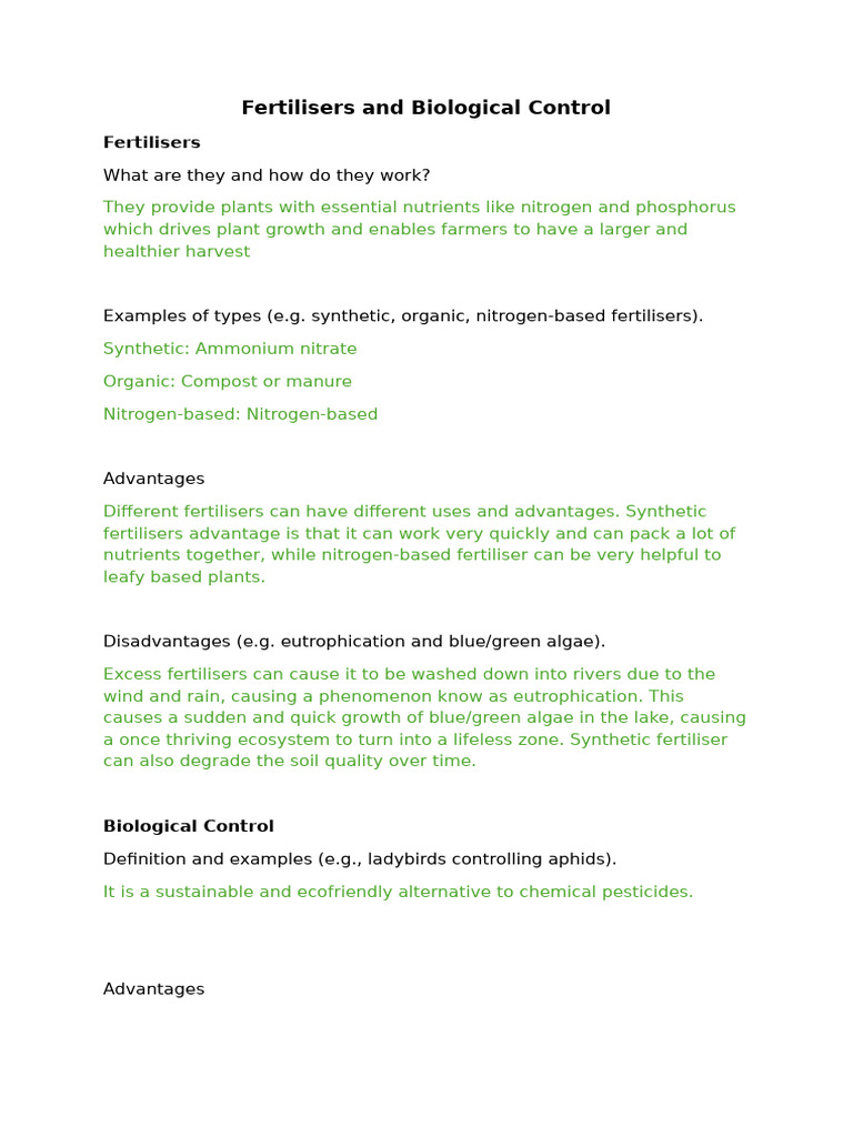 Fertilisers and Biological Control | PDF