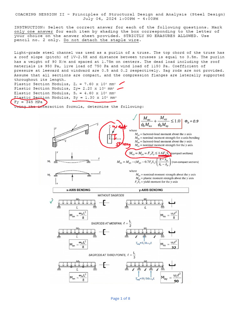 Coaching Session (Steel Design) 07042024 | PDF | Screw | Young's Modulus
