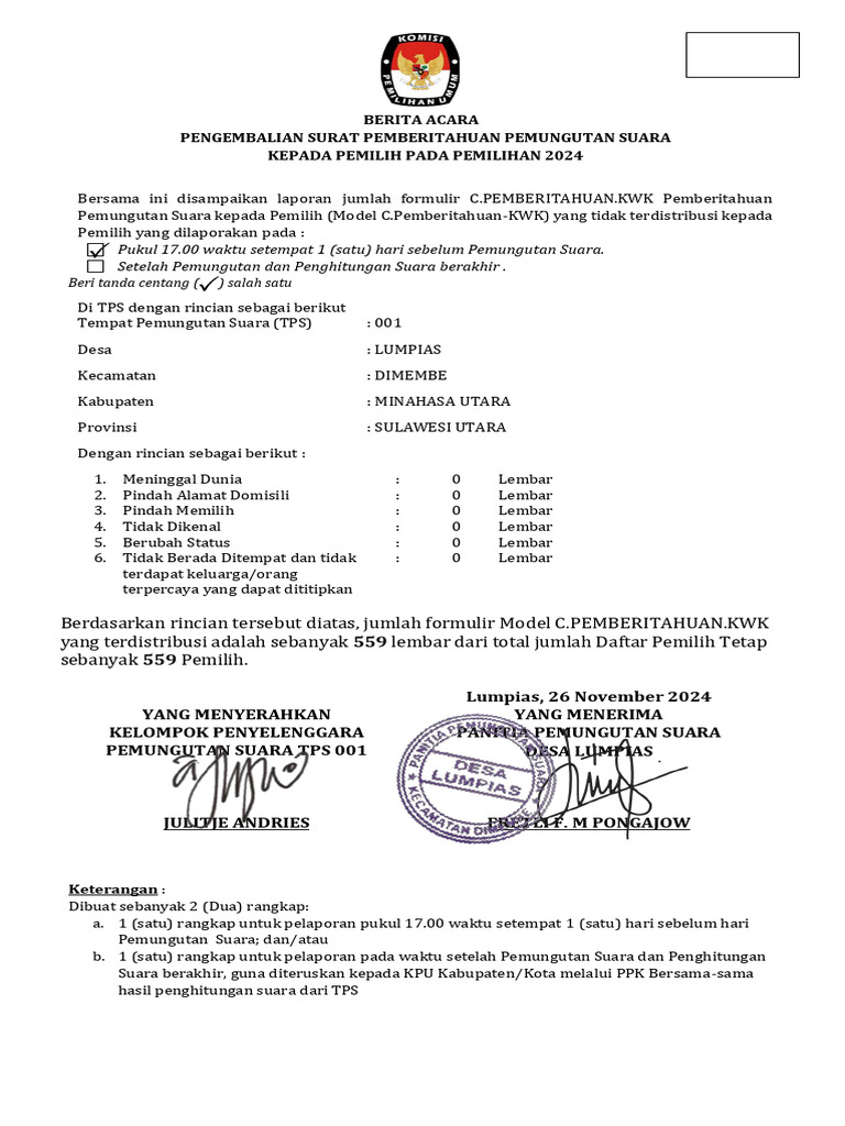Berita Acara Pengembalian | PDF