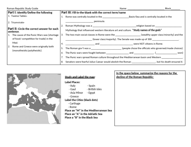 Unit 5 Study Guide - Roman Republic | PDF | Roman Republic | Ancient Rome