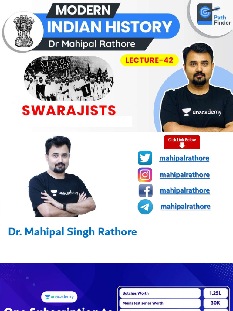 L42 Modern Indian History The Swaraj Party Politics No Changers | PDF ...