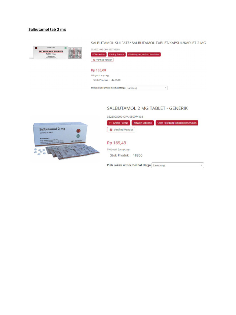 Salbutamol Tab 2 MG | PDF