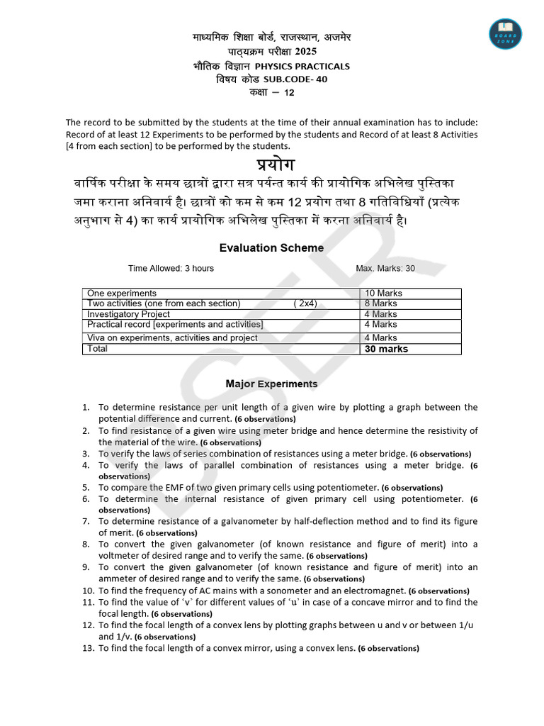 Physics Practical 2025 Pdf