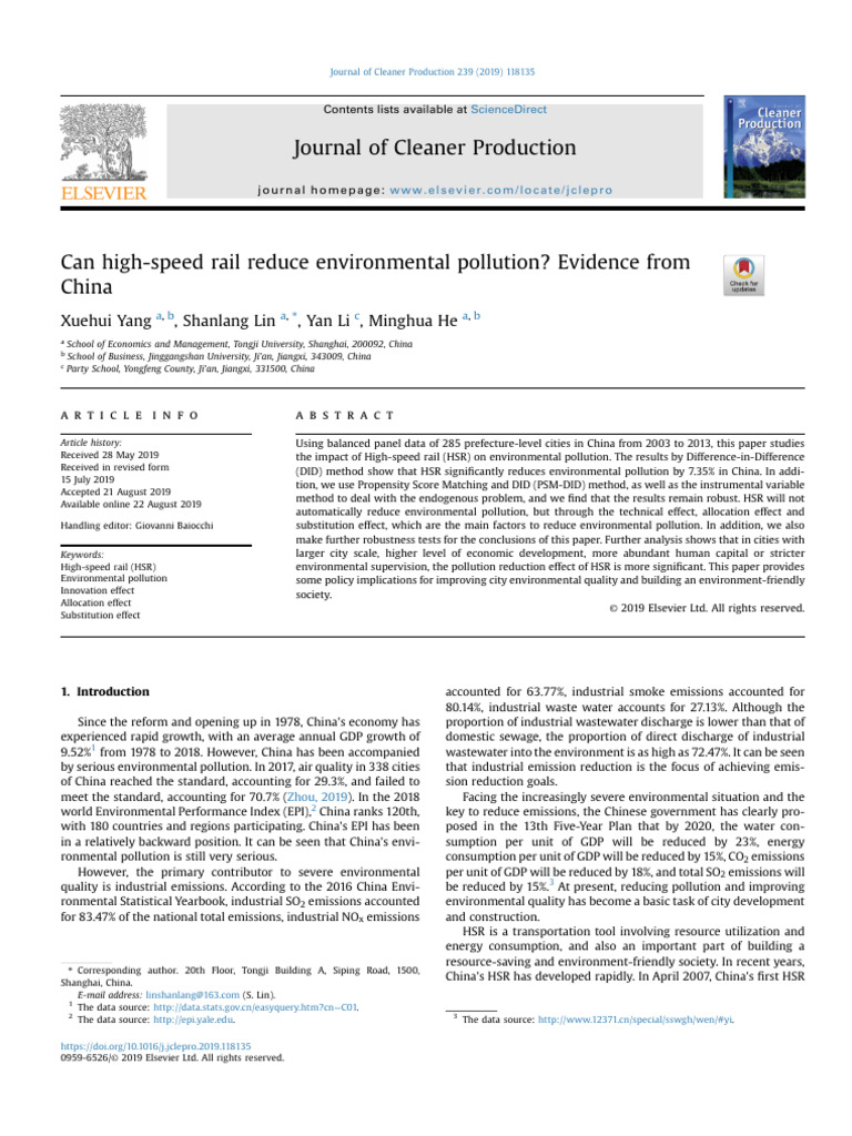 Can High-Speed Rail Reduce Environmental Pollution | PDF | Air ...